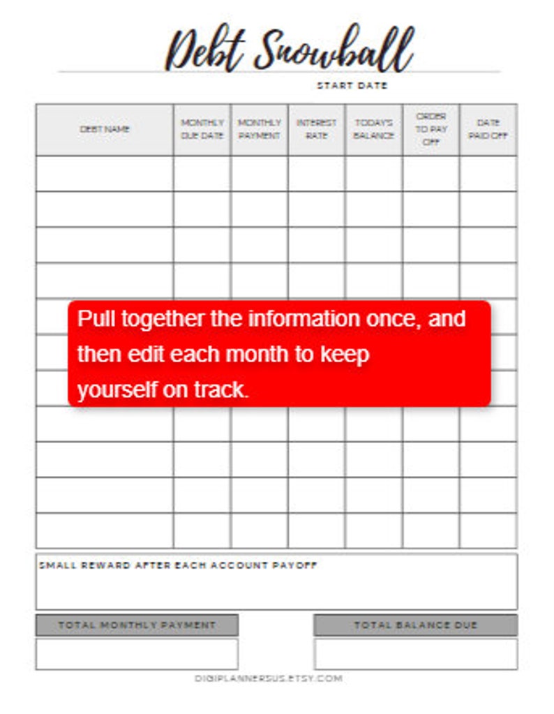 Simple Debt Snowball Payoff Tracker Achieve Financial Manager Easy-to ...