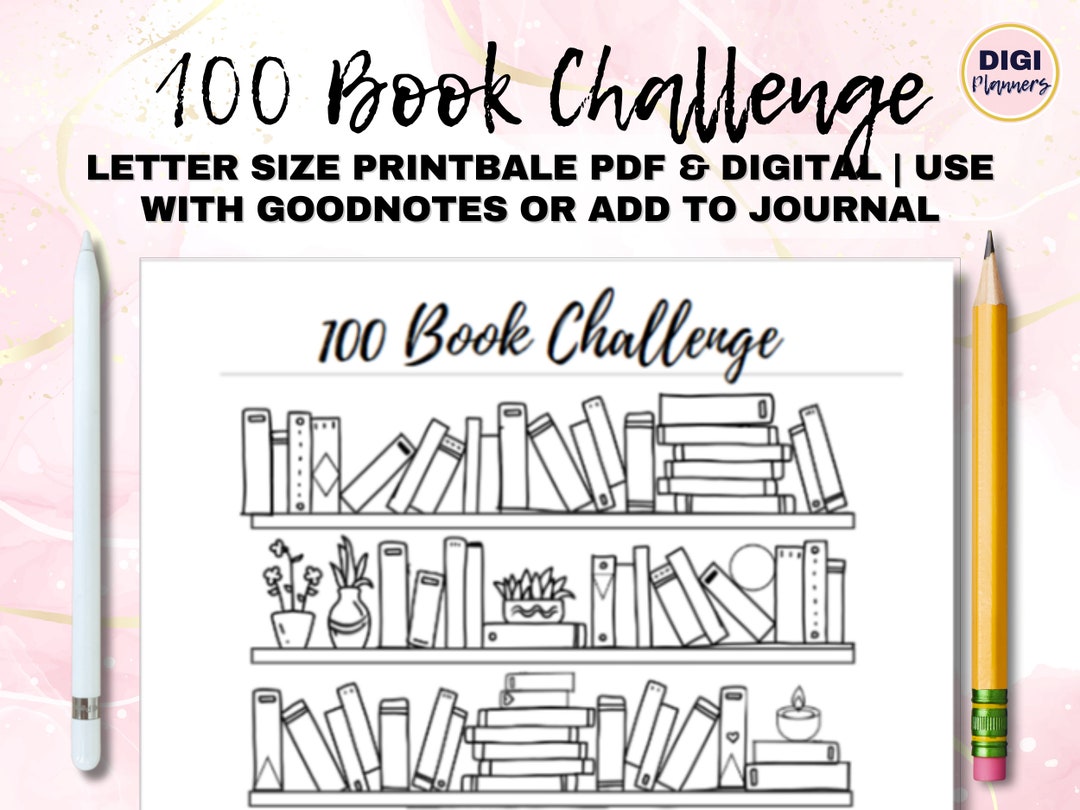 100 Book Challenge 8x11 Reading Challenge Printable & Goodnotes School ...