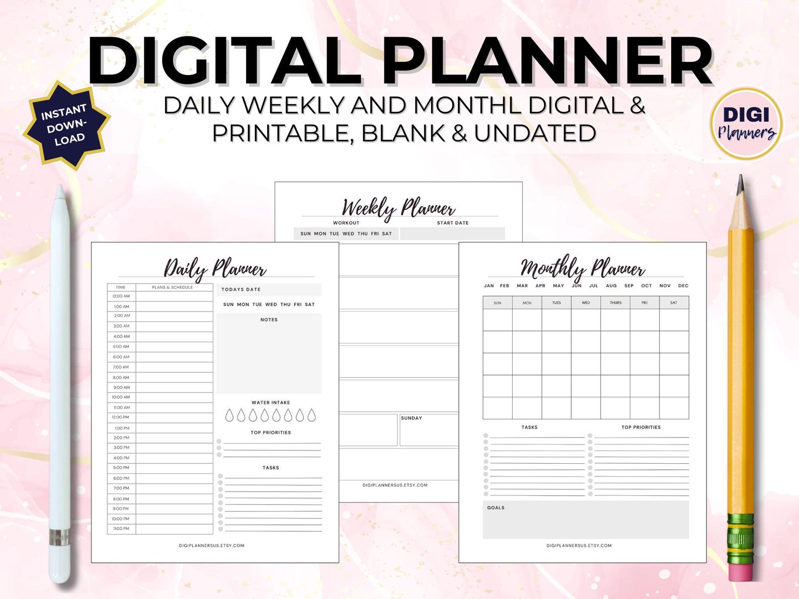 Planner Kit Bundle Letter Printable & Digital Download Daily Weekly ...