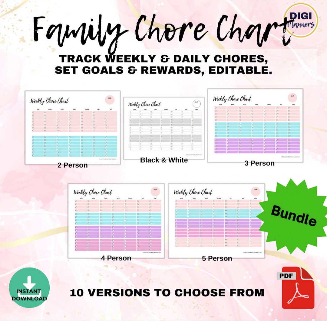 Family Command Center Bundle - Printable Chore Chart, Cleaning ...