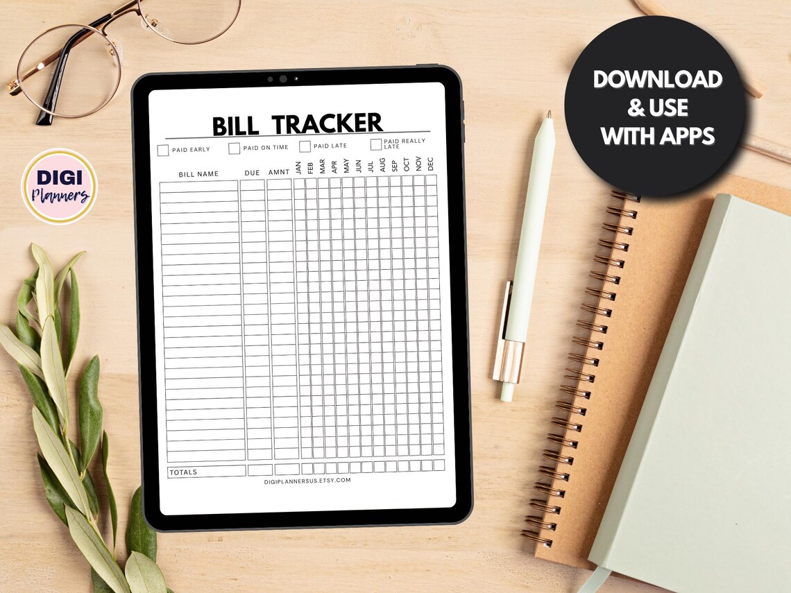 Simple Bill Tracker for Paycheck Budget Undated A4 Letter + A5 Sizes ...