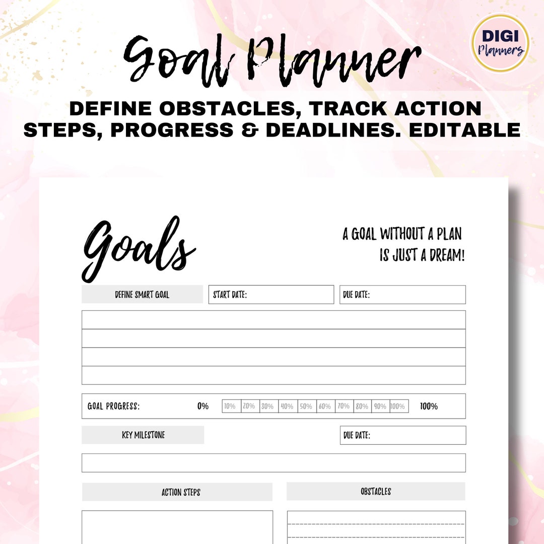 Ultimate FILLABLE Goal Planner Tracker Identify Action Steps Progress ... Ultimate FILLABLE Goal Planner Tracker Identify Action Steps Progress ...