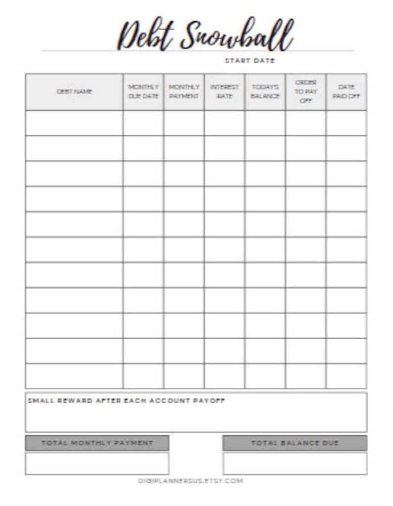 Debt Payoff Tracker Template Printable or Digital Budget Debt Free ...