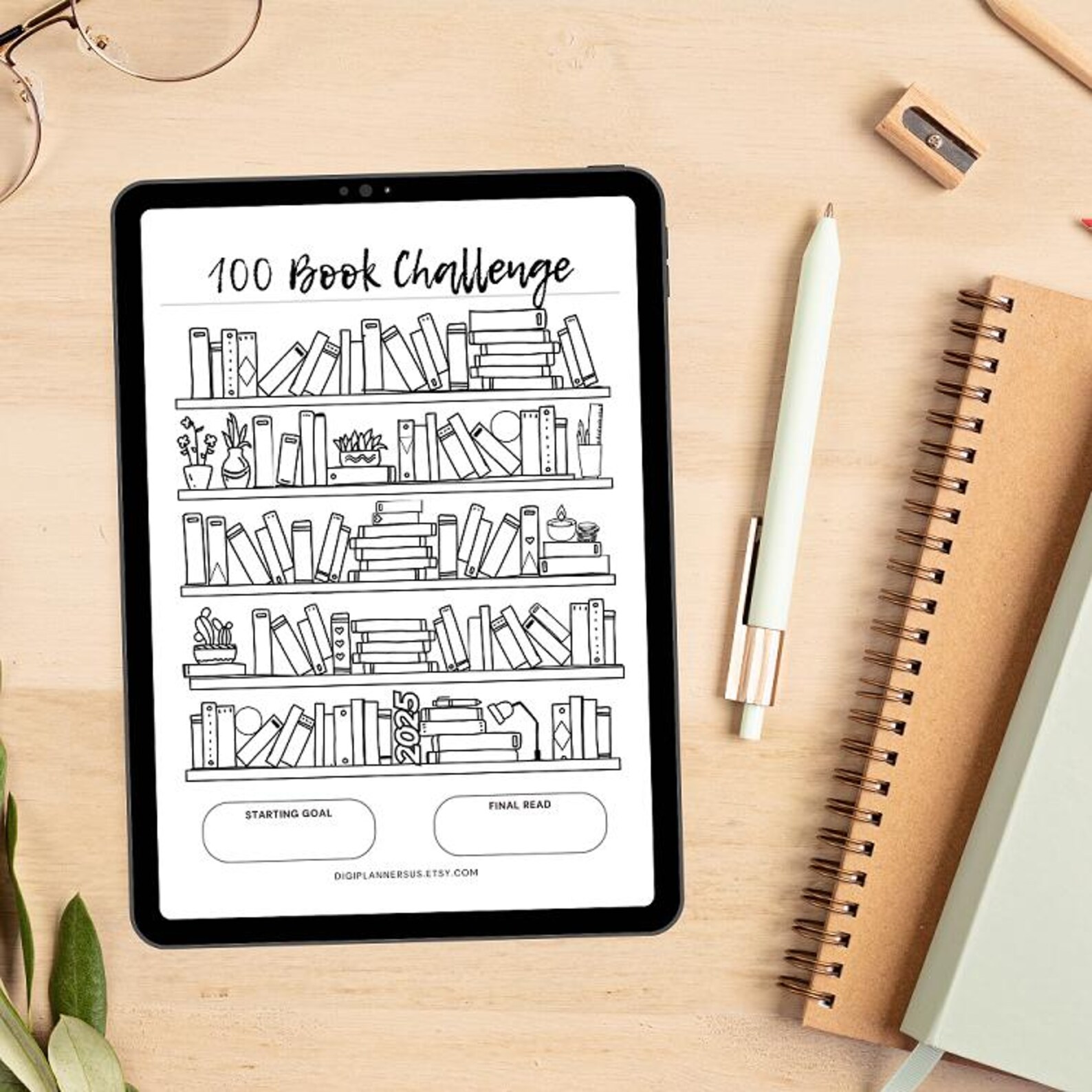 100 Book Challenge 8x11 Reading Challenge Printable & Digital School ...
