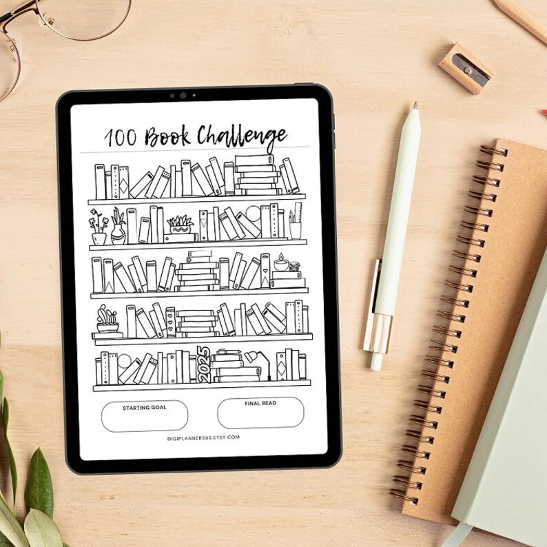 100 Book Challenge 8x11 Reading Challenge Printable & Digital School ...