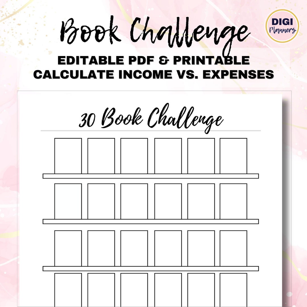 30 Book TBR Reading Challenge Printable & Fillable to Be Read School ...
