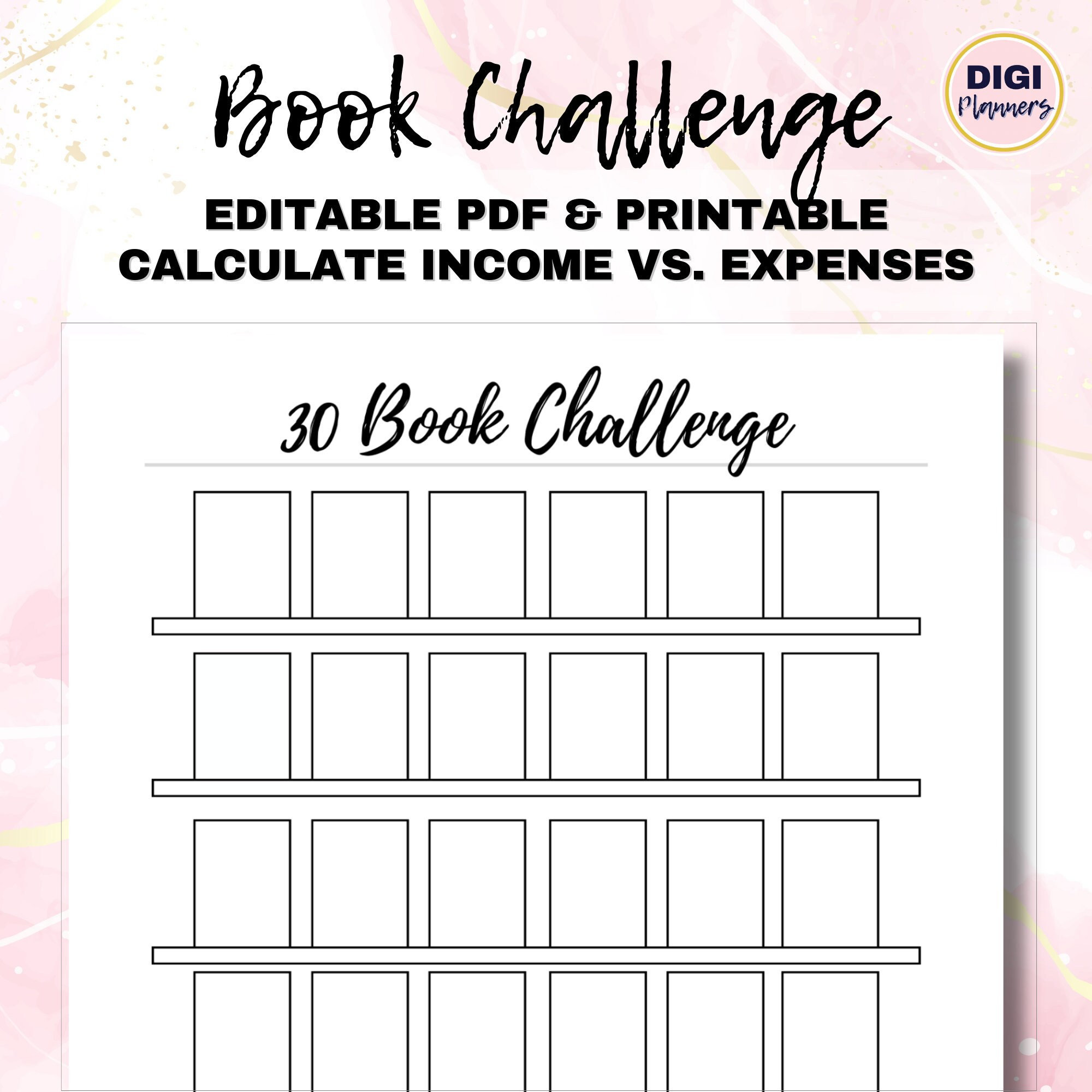 30 Book TBR Reading Challenge Printable & Fillable to Be Read School ...