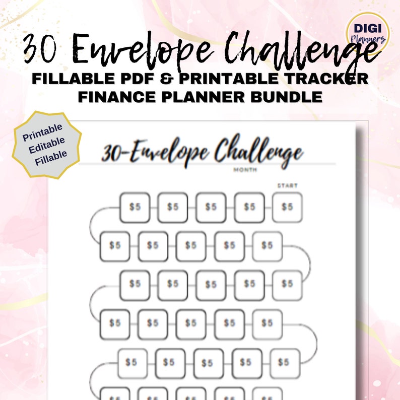 BUNDLE 30 Day Envelope Challenge Savings Goal Setting Progress Trackers ...