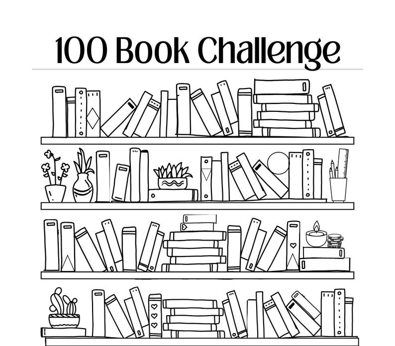100 Book Challenge 8x11 Reading Challenge Printable & Digital School ...