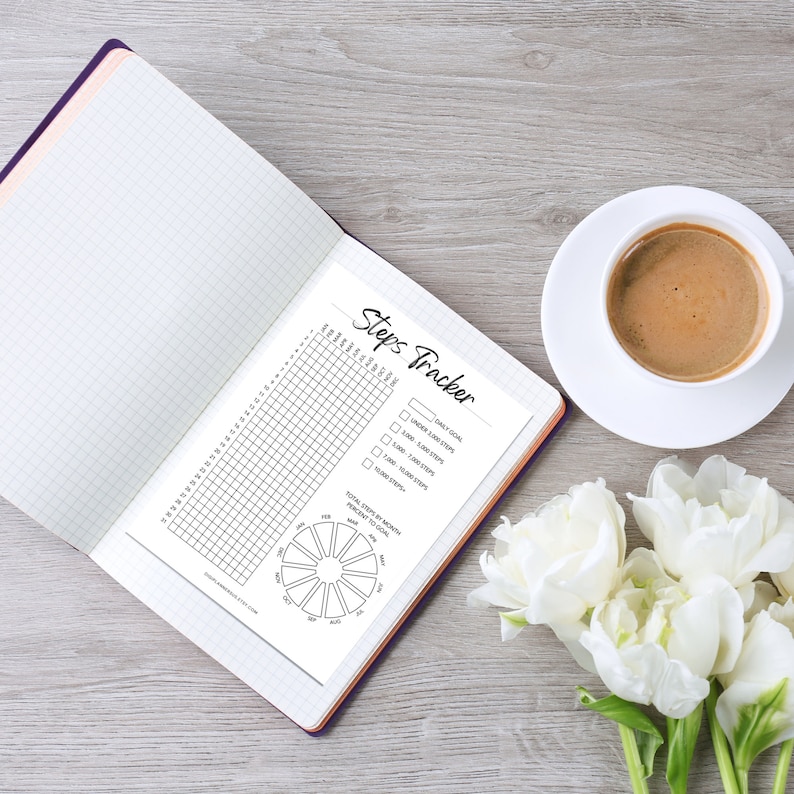 Step Tracker Yearly Letter + A5 Journal Pages Fitness Steps Printable ...