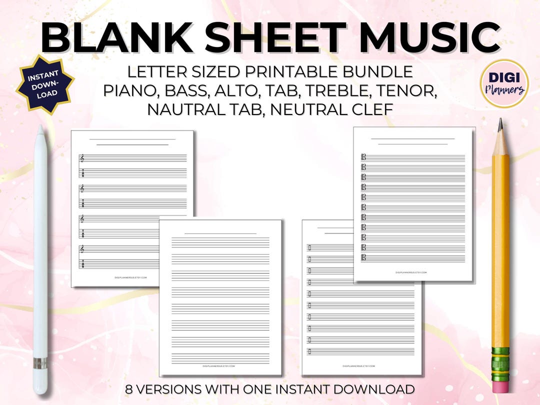 Sheet Music Bundle Printable • Digital Music Score PDF Collection for ...