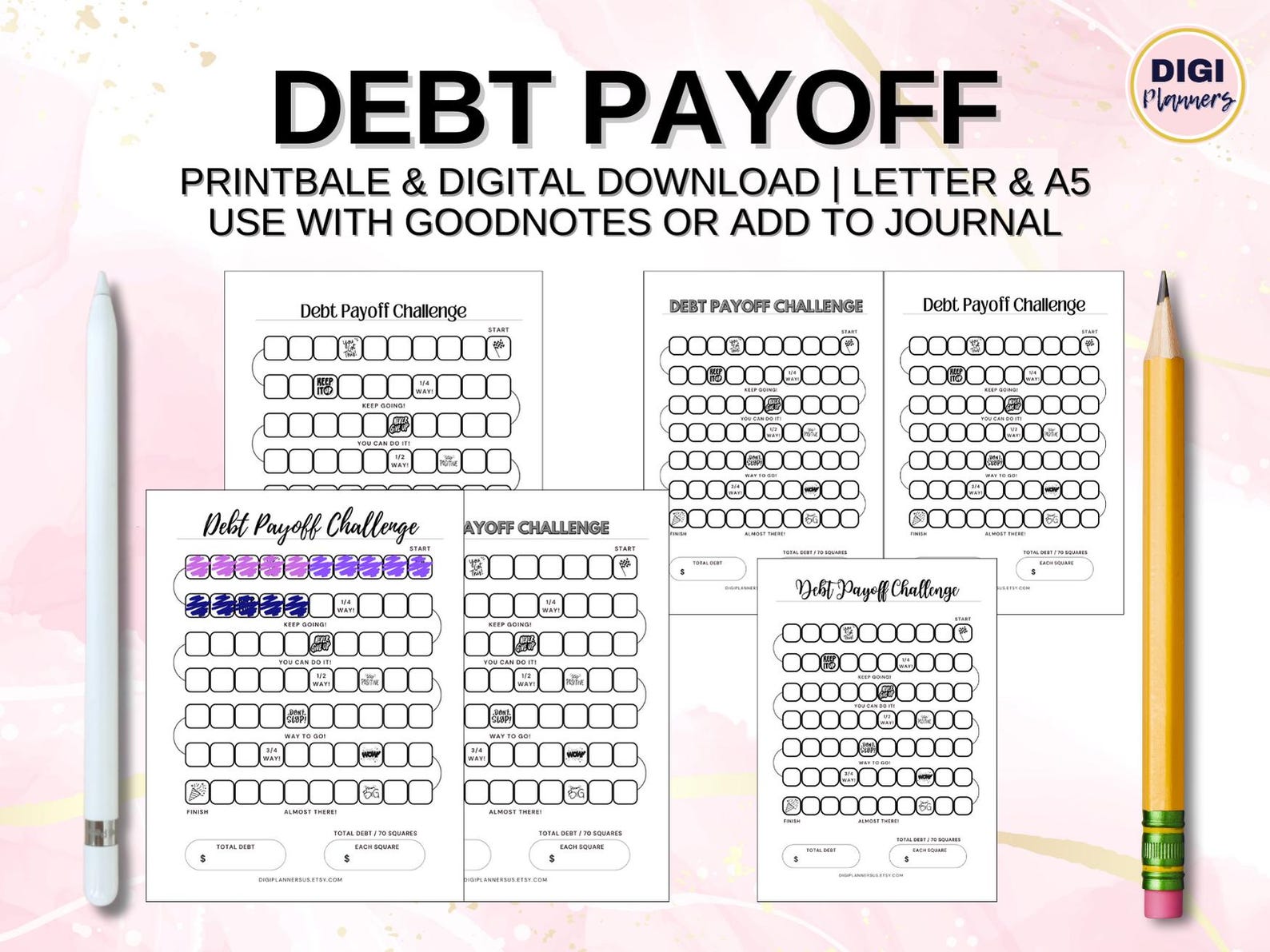 Debt Payoff Tracker Template Printable or Digital Budget Debt Free ...