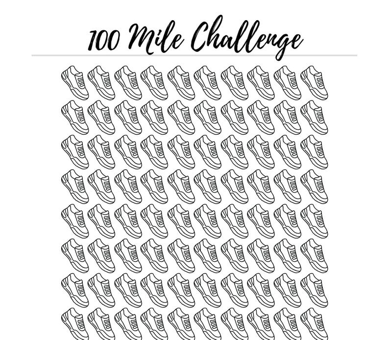 100 Mile Fitness Challenge Printable or Digital Goodnotes Onenote Jog ...