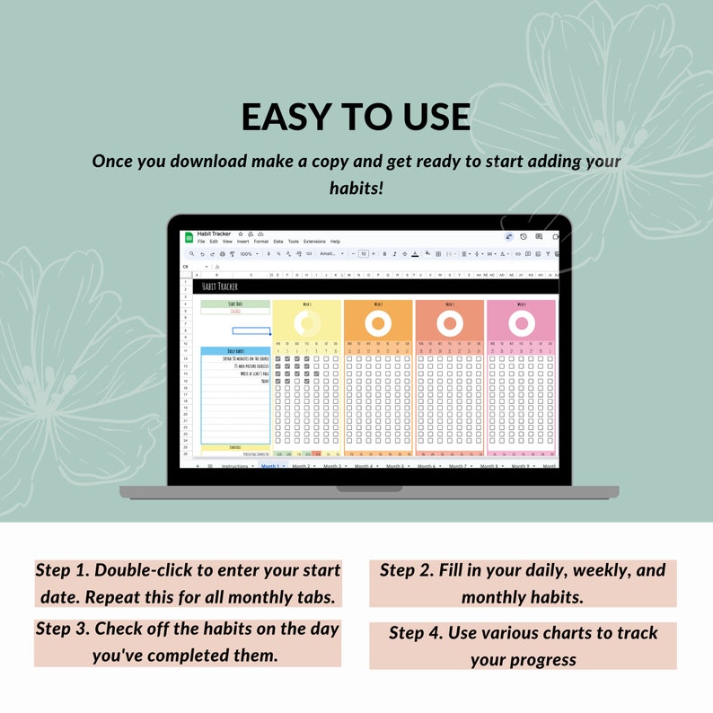 Habit Tracker Spreadsheet for Google Sheets Daily Habit Planner Atomic ...