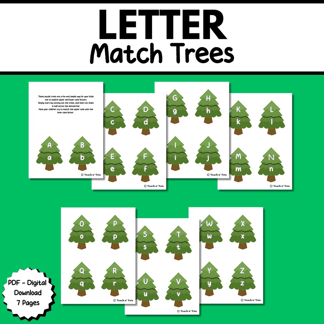 Upper and Lower Case Letter Match Trees - Etsy
