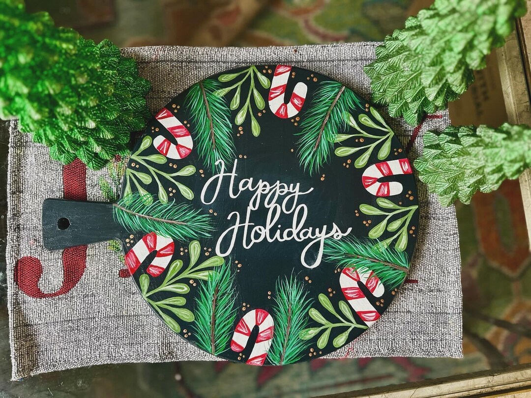 Hand-painted Candy Cane Wooden Sign - Rustic Holiday Decor - Etsy
