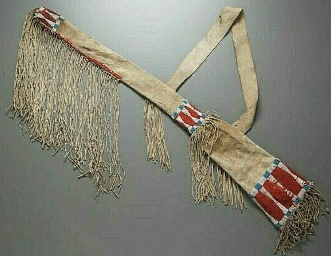 3260 Rifle Scabbard Beaded Gun Cover Native American Indian Sioux Hide ...