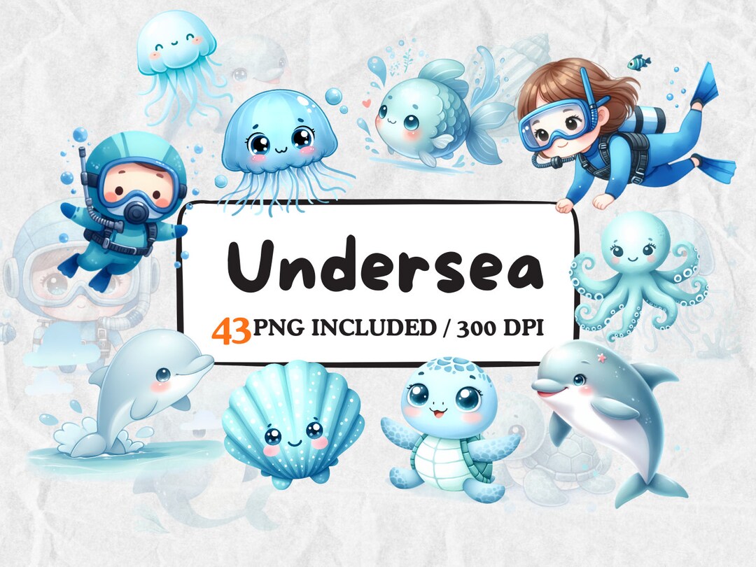 43 Watercolor Undersea Clipart Bundle, Nursery Decor, Baby Wall Art ...
