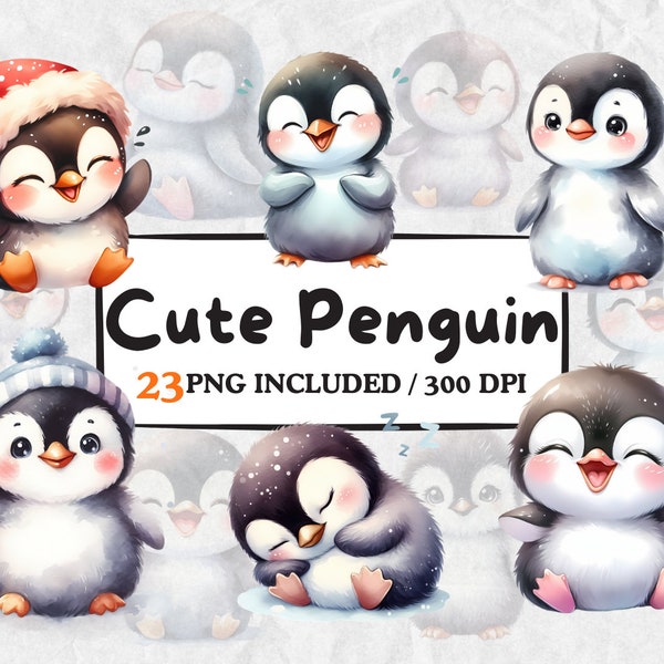 Cute Penguin Clipart - Etsy
