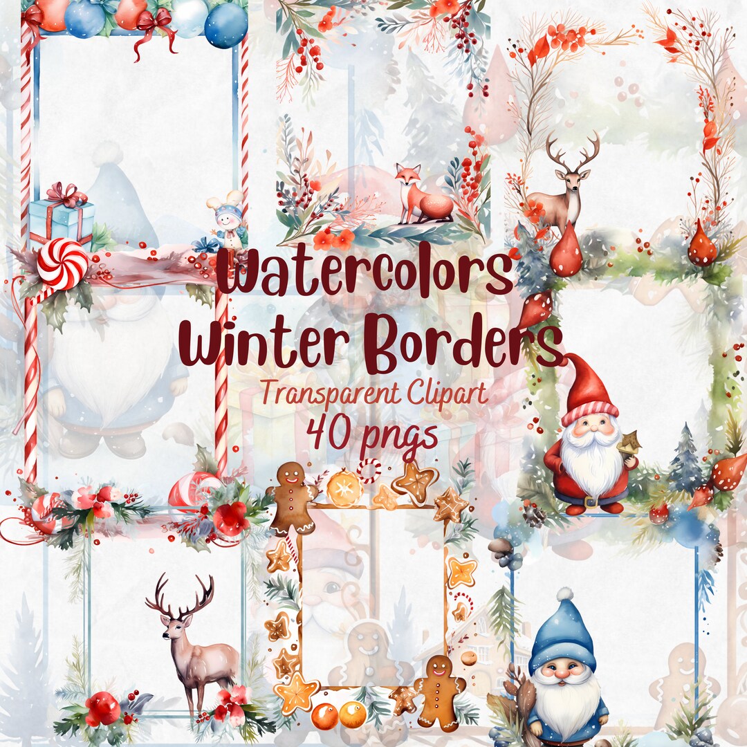 Watercolor Winter Border Clipart Winter Snow Frame PNG Watercolor ...
