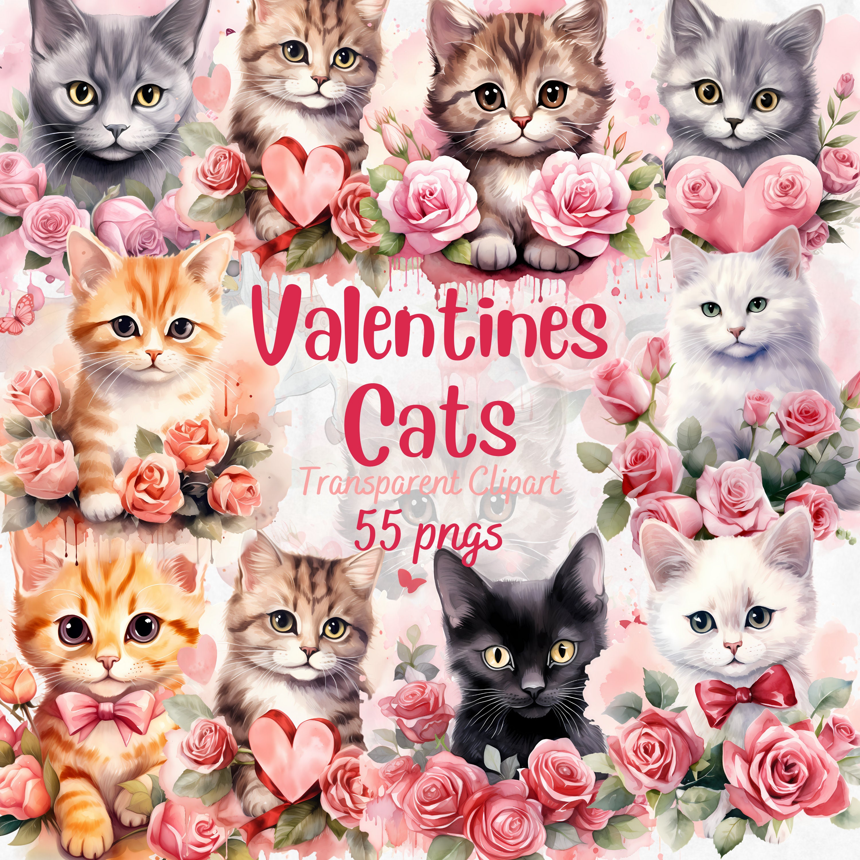 Cute Valentines Kittens Clipart 55 PNG Valentines Day Clipart ...