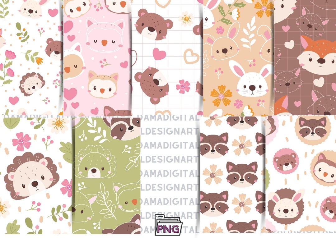 Baby Animals Woodland Seamless Patterns Digital Paper Woodland Animals ...