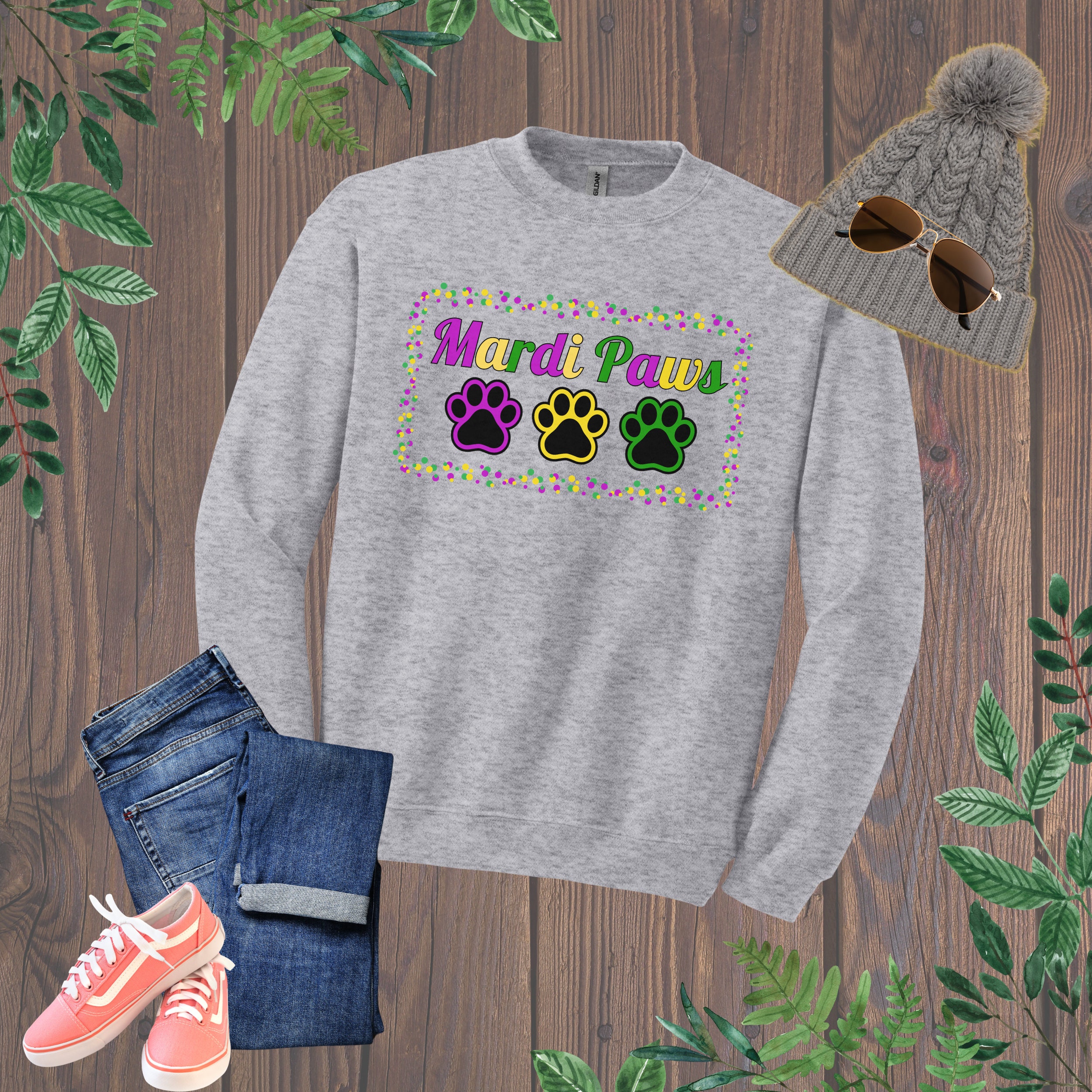 Mardi Paws Sweatshirt, Mardi Gras, Cute Sweater for Mardi Gras, Dog ...