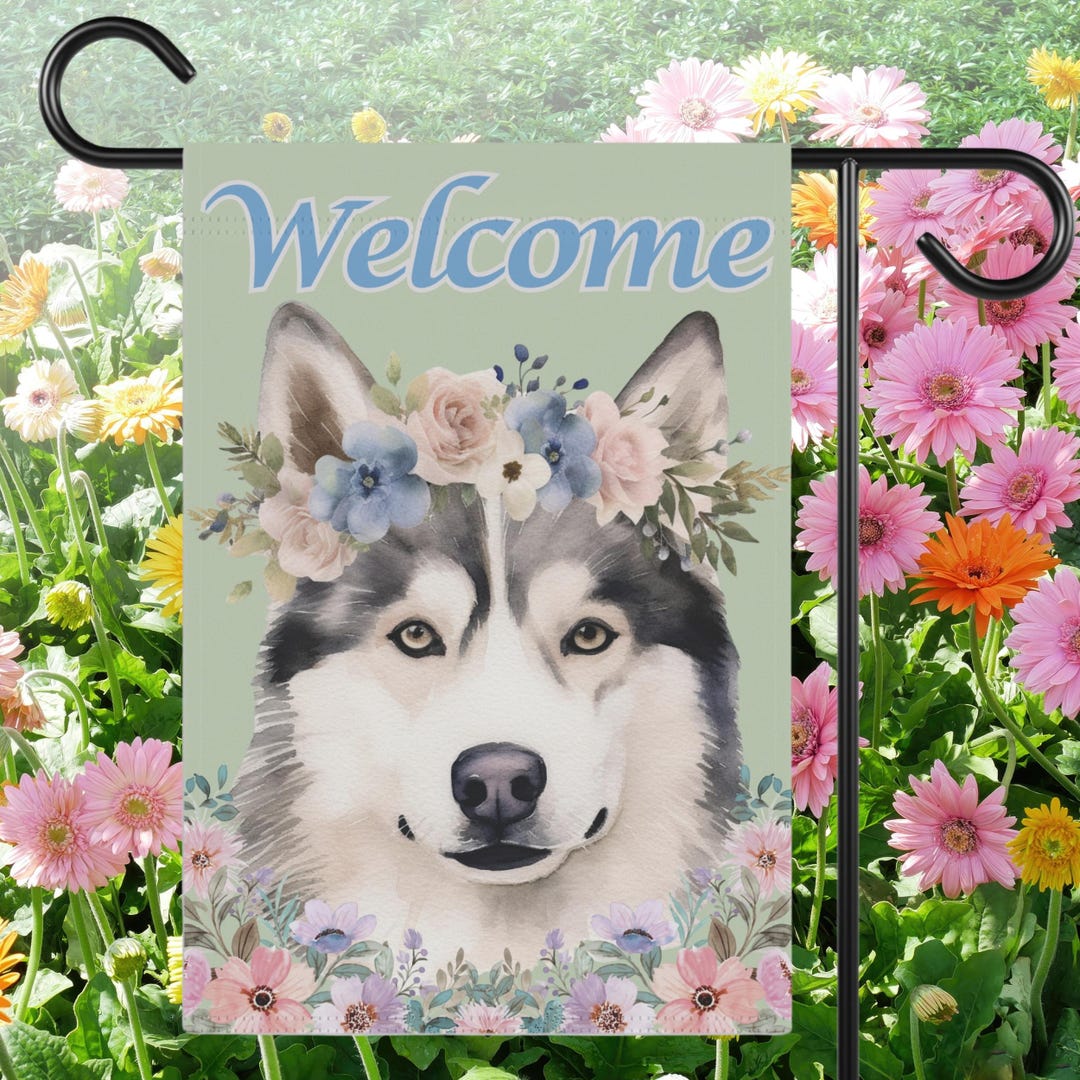 Garden Banner, Floral Husky Flag for Home, Spring or Summer Outdoor ...
