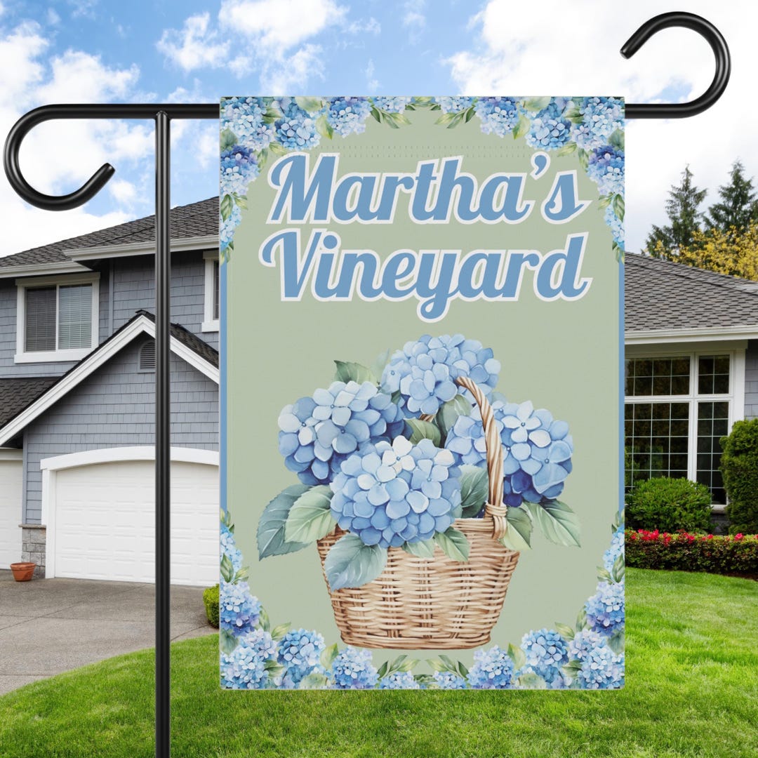 Blue Hydrangea Garden Flag: Martha's Vineyard Coastal Decor - Etsy