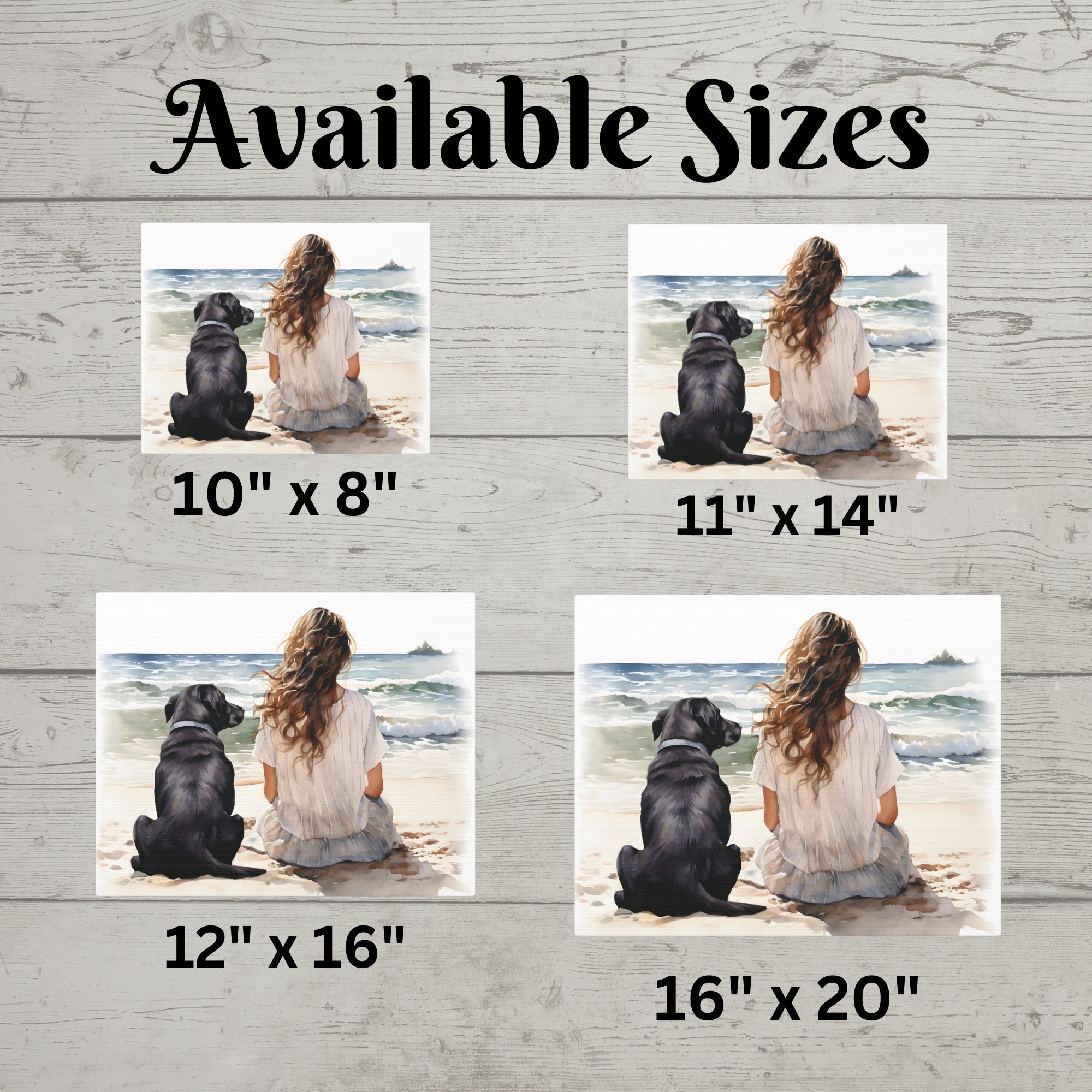 Girl With Black Lab on Beach Canvas, Cute Labrador Picture, Gift for ...