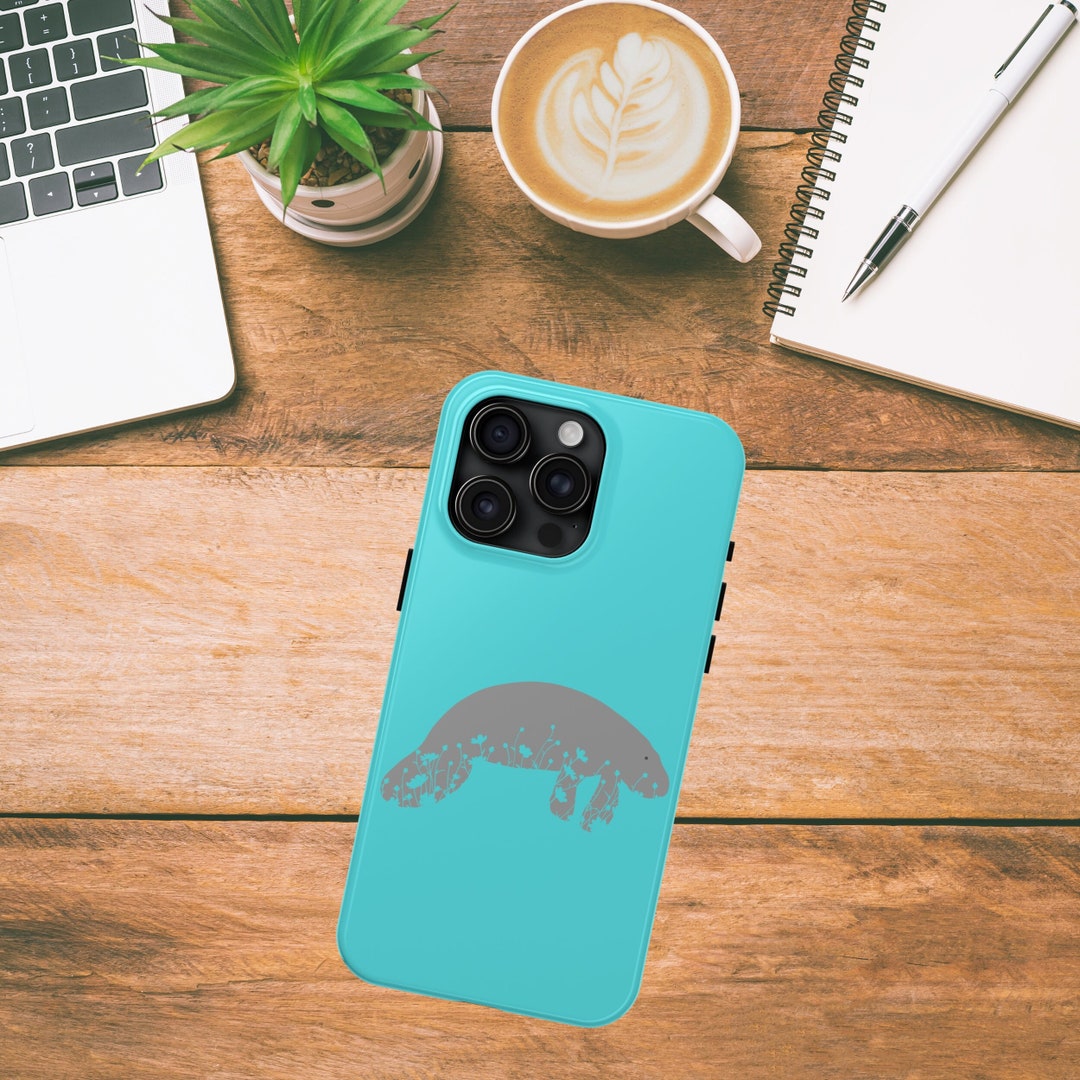 Manatee Tough Phone Case, Cute Phone Case for Manatee Lover, Floral ...
