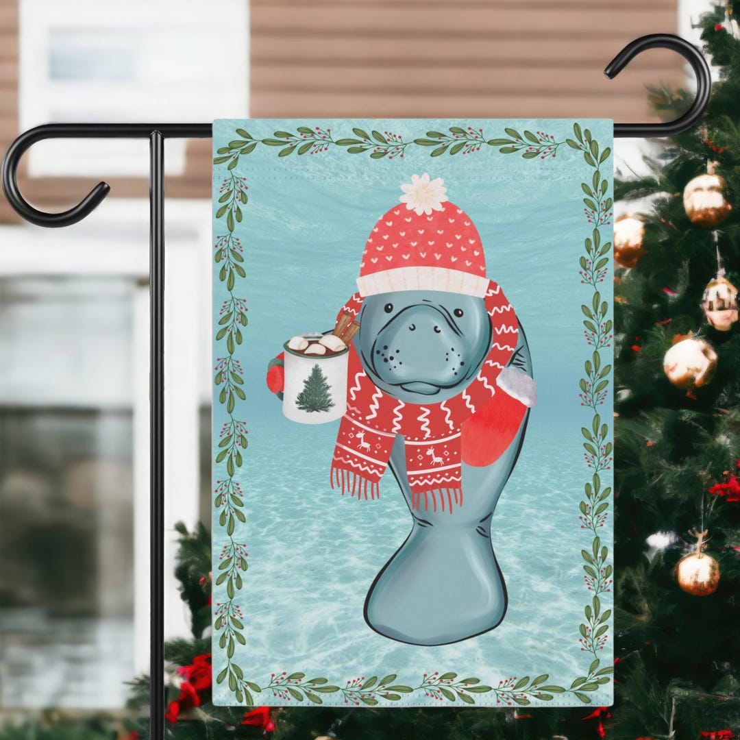 Outdoor Flag, Christmas Holiday Season Manatee Flag for Garden Decor ...