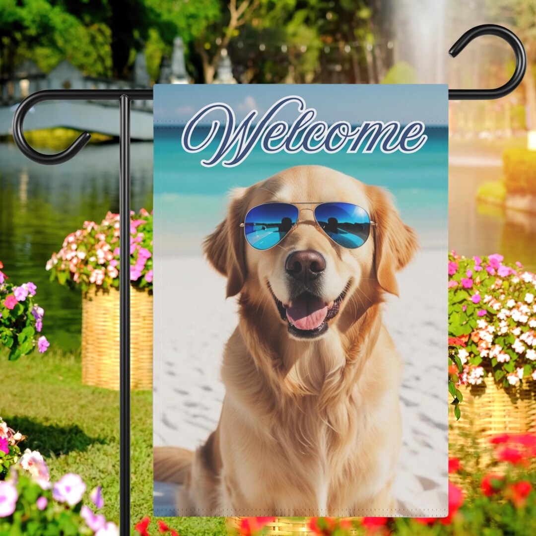 Golden Retriever Welcome Garden Flag: Beach Coastal Decor - Etsy