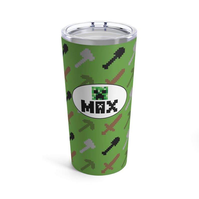 Personalized Colored Minecraft Inspired Tumbler 20oz Travel Cup, Gamer ...