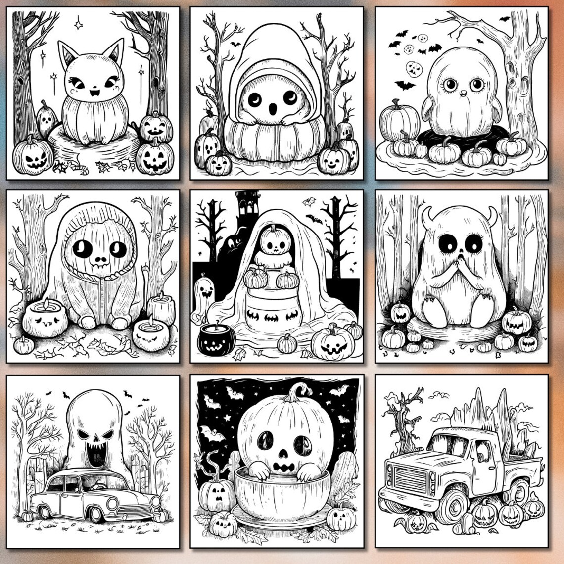Coloring Book Printable Download: Spooky Cute Monster in Halloween ...