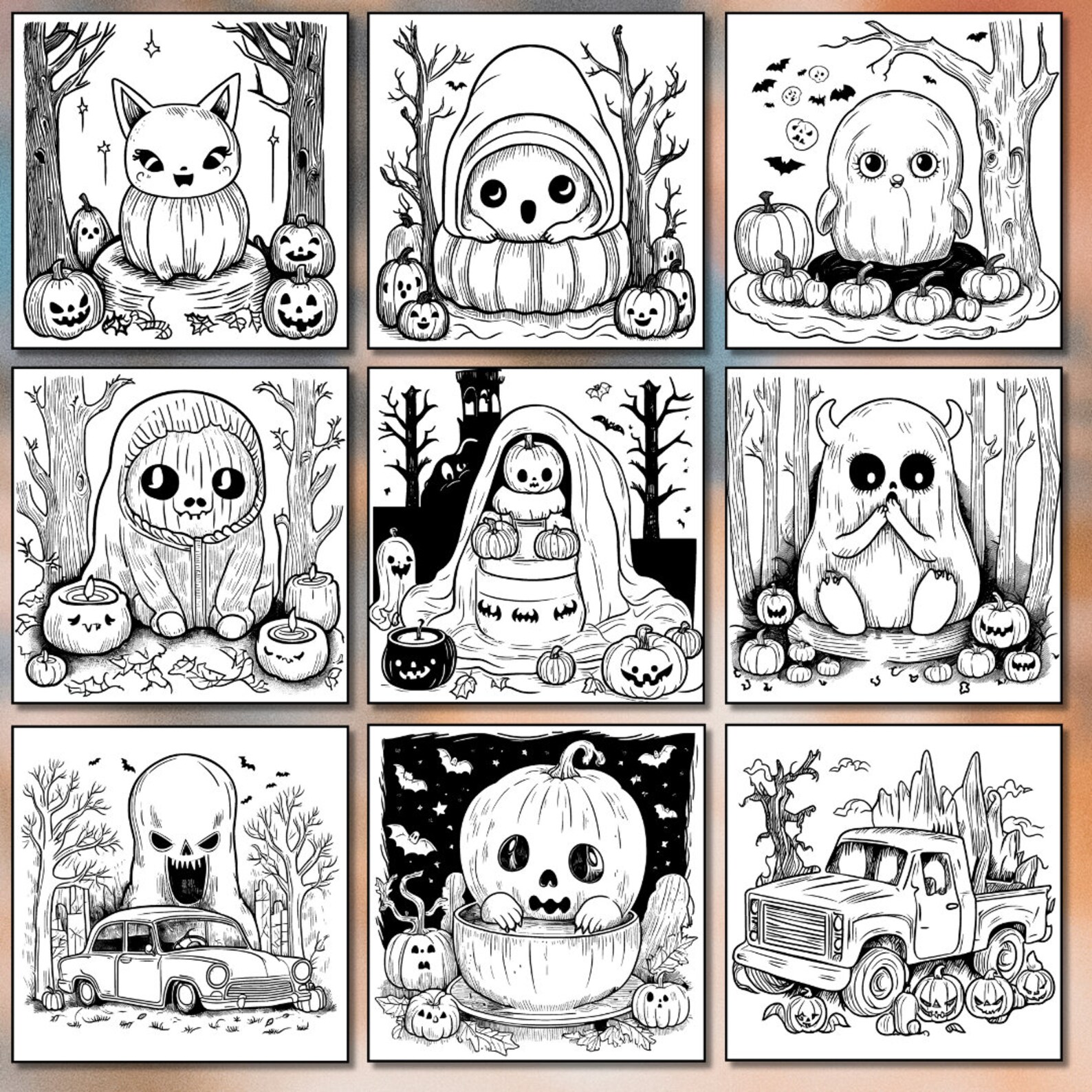 Coloring Book Printable Download: Spooky Cute Monster in Halloween ...