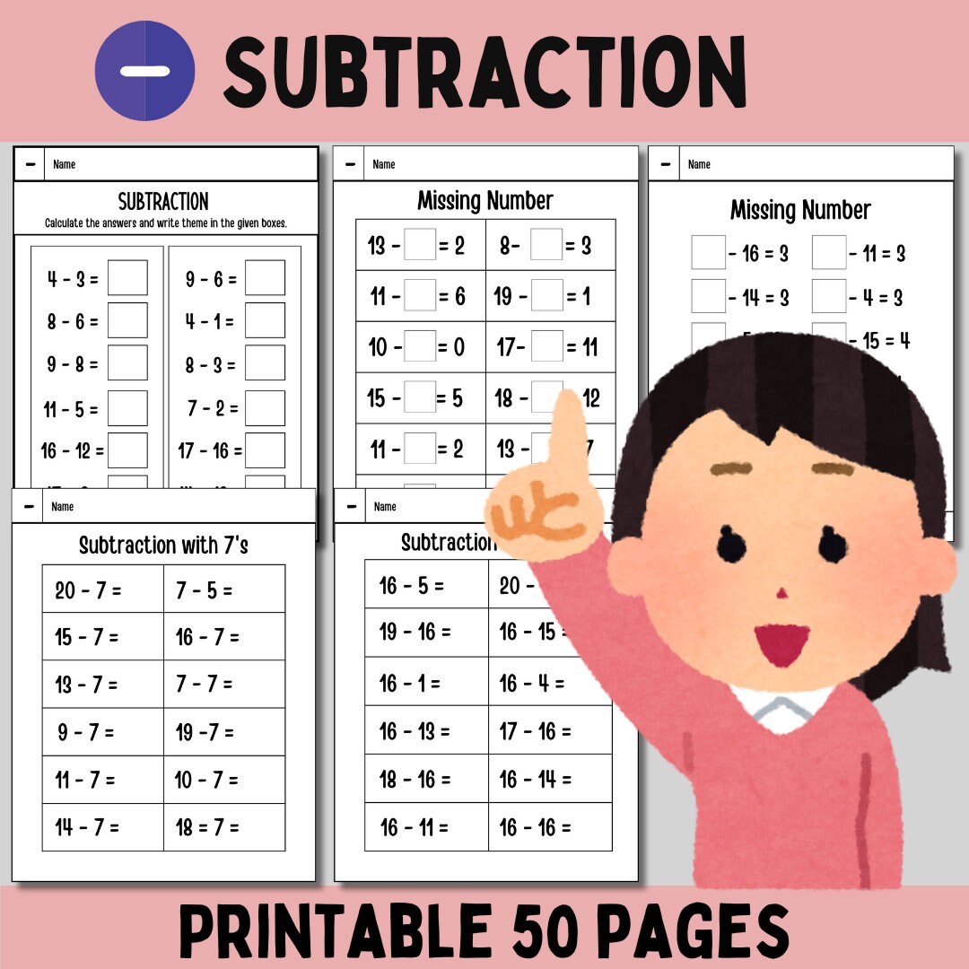 Subtraction Worksheets - 50 Printable | Numbers 1-20 | 1st-4th Grade ...