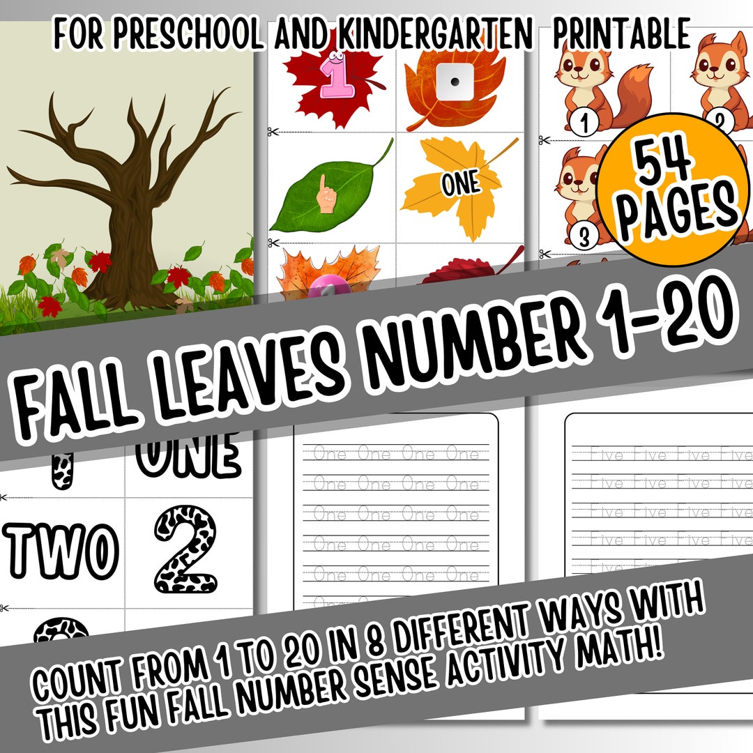 Math Worksheets, Fall Leaves Number Activity 1-20, Beginning Math ...