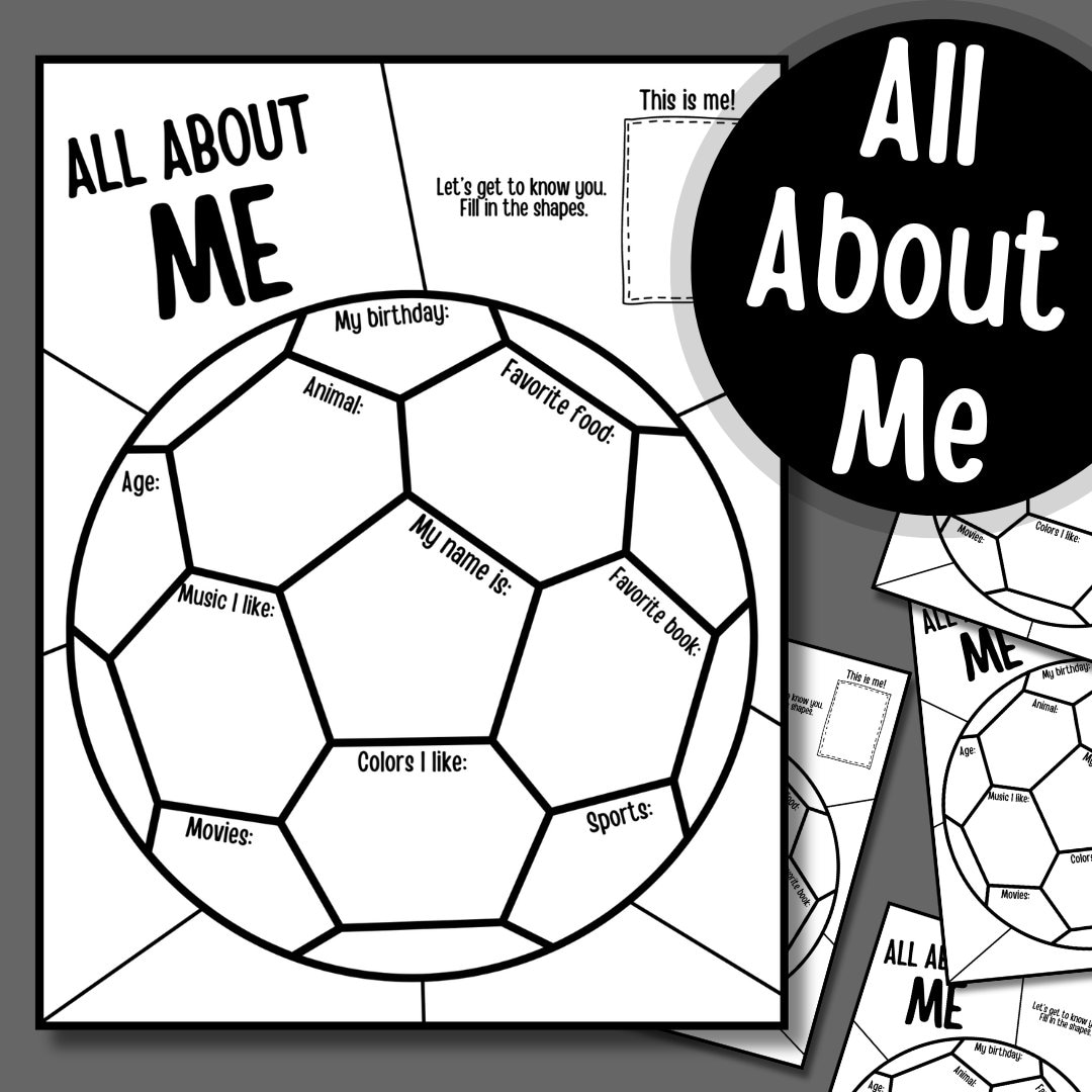 Football Theme Kids, All About Me Worksheet - First Day of School All ...