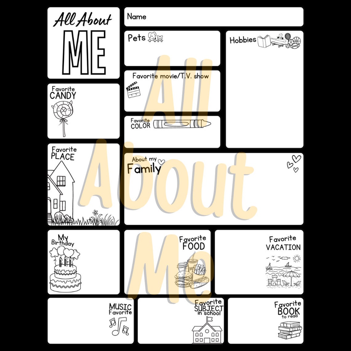 All About Me Worksheet: First Day of School Printable Activity (PDF) - Etsy