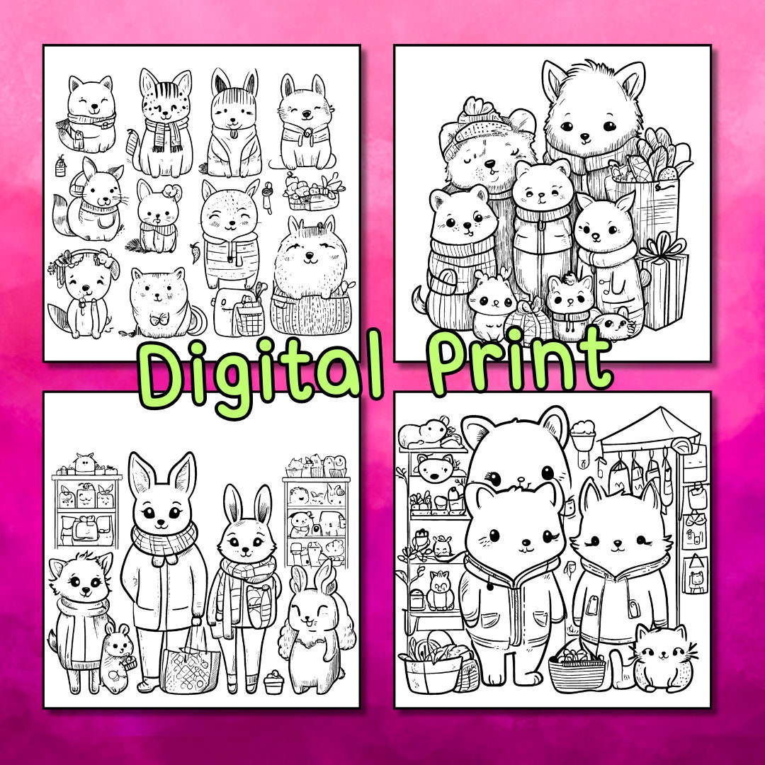 Coloring Book Animal Theme: Cute Animal at Shop Colorng Book, 10 Unique ...