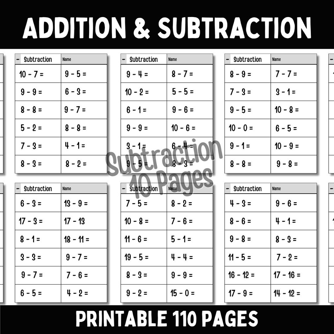 Math Worksheets - Addition and Subtraction - Math Worksheets for Kids ...
