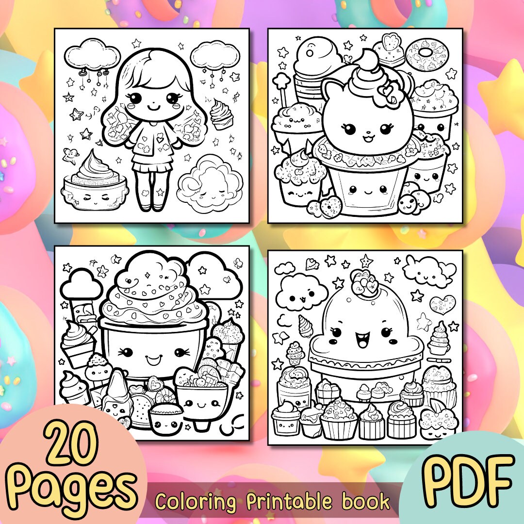 Kawaii Coloring Book, Chibi Characters, 20 Unique Pages (instant ...