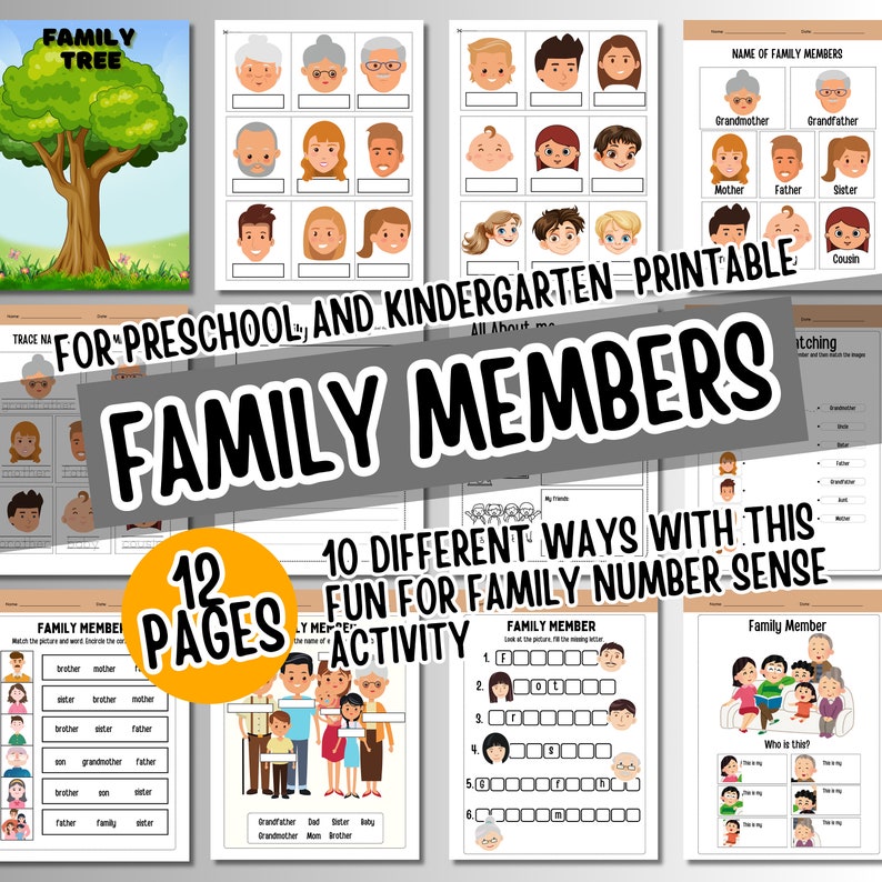 Family Tree Worksheets: Preschool & Kindergarten Activity (PDF) - Etsy