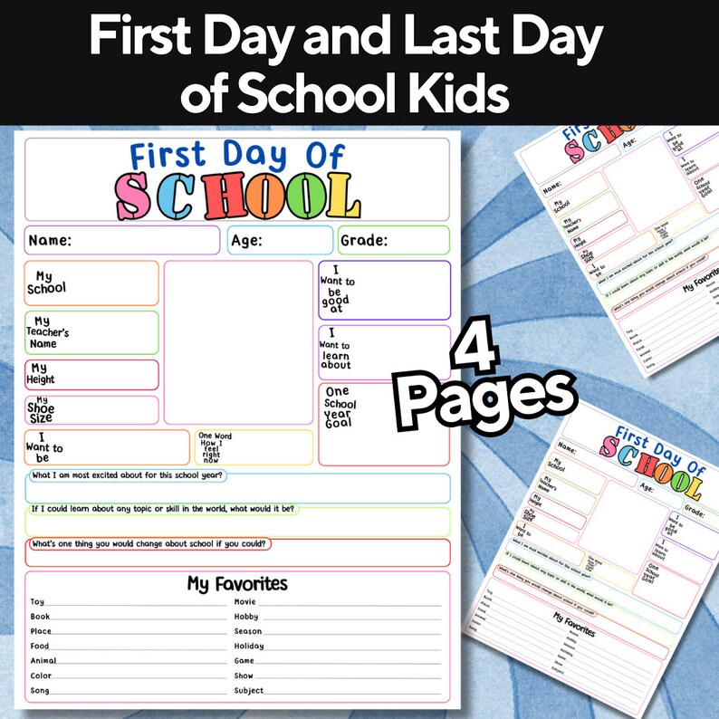 All About Me, First Day of School, Last Day of School, Back to School ...