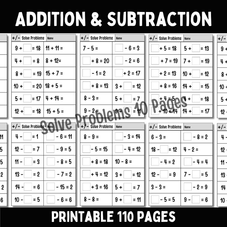 Math Worksheets - Addition and Subtraction - Math Worksheets for Kids ...