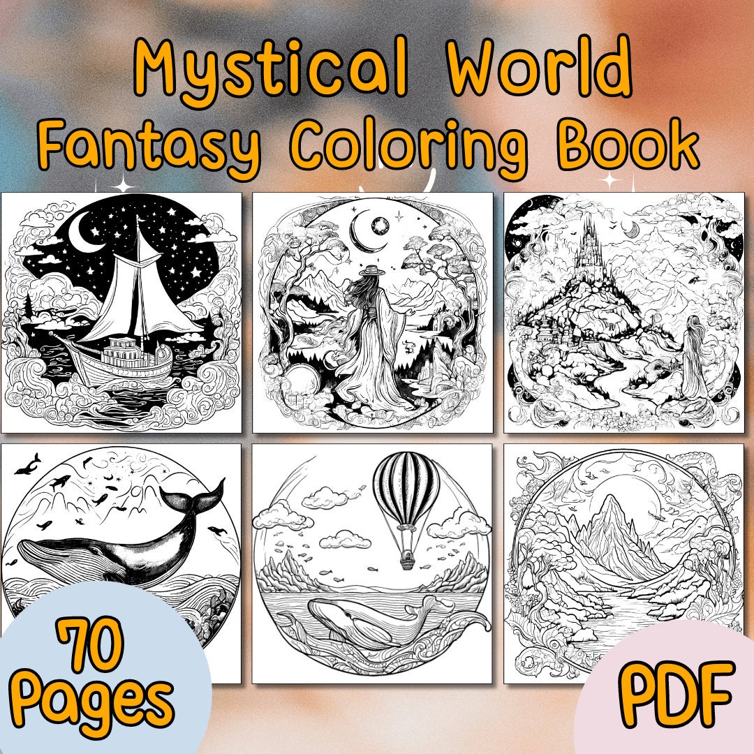 Mystical World: Fantasy Coloring Book - Printable Download, 70 Pages - Etsy