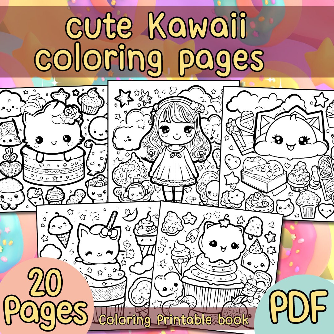 Kawaii Coloring Book, Chibi Characters, 20 Unique Pages (instant ...