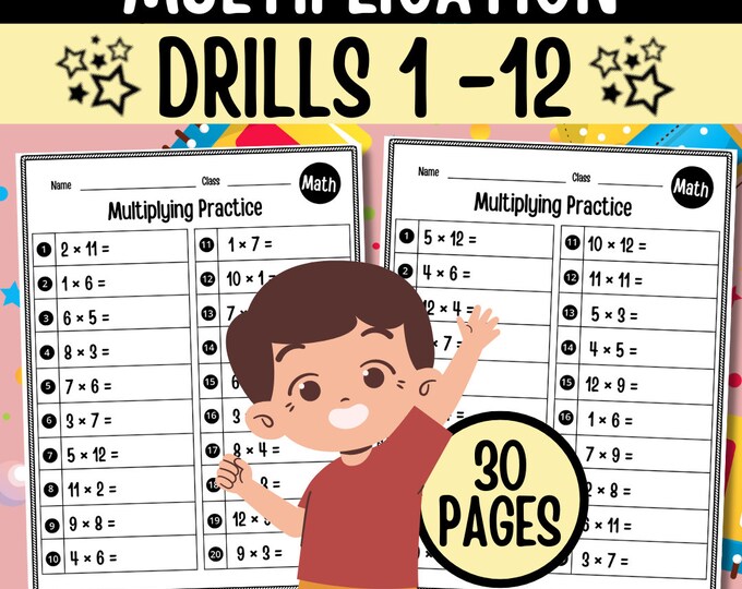 Multiplication 1-12 Math Timed Tests Speed Drills Worksheets - Etsy Canada