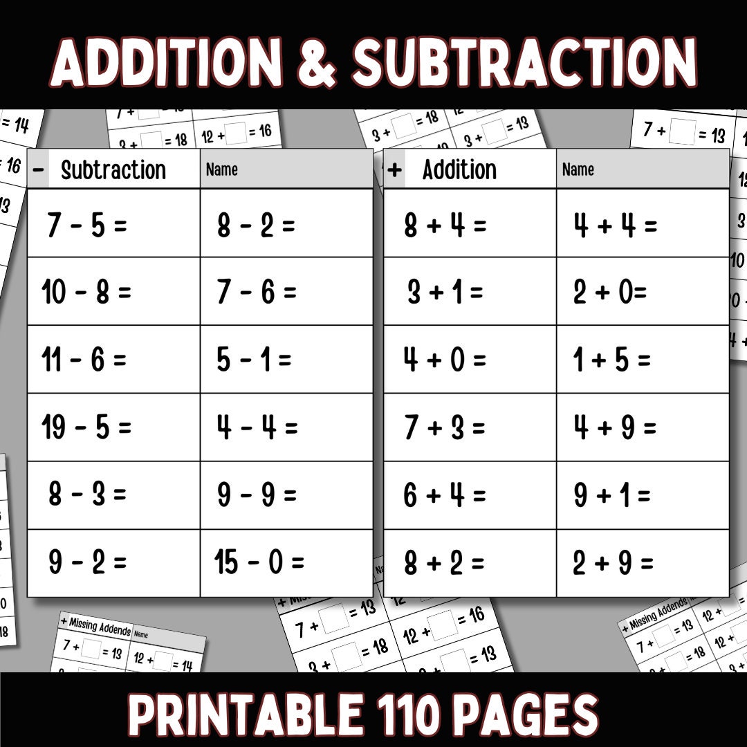 Math Worksheets - Addition and Subtraction - Math Worksheets for Kids ...